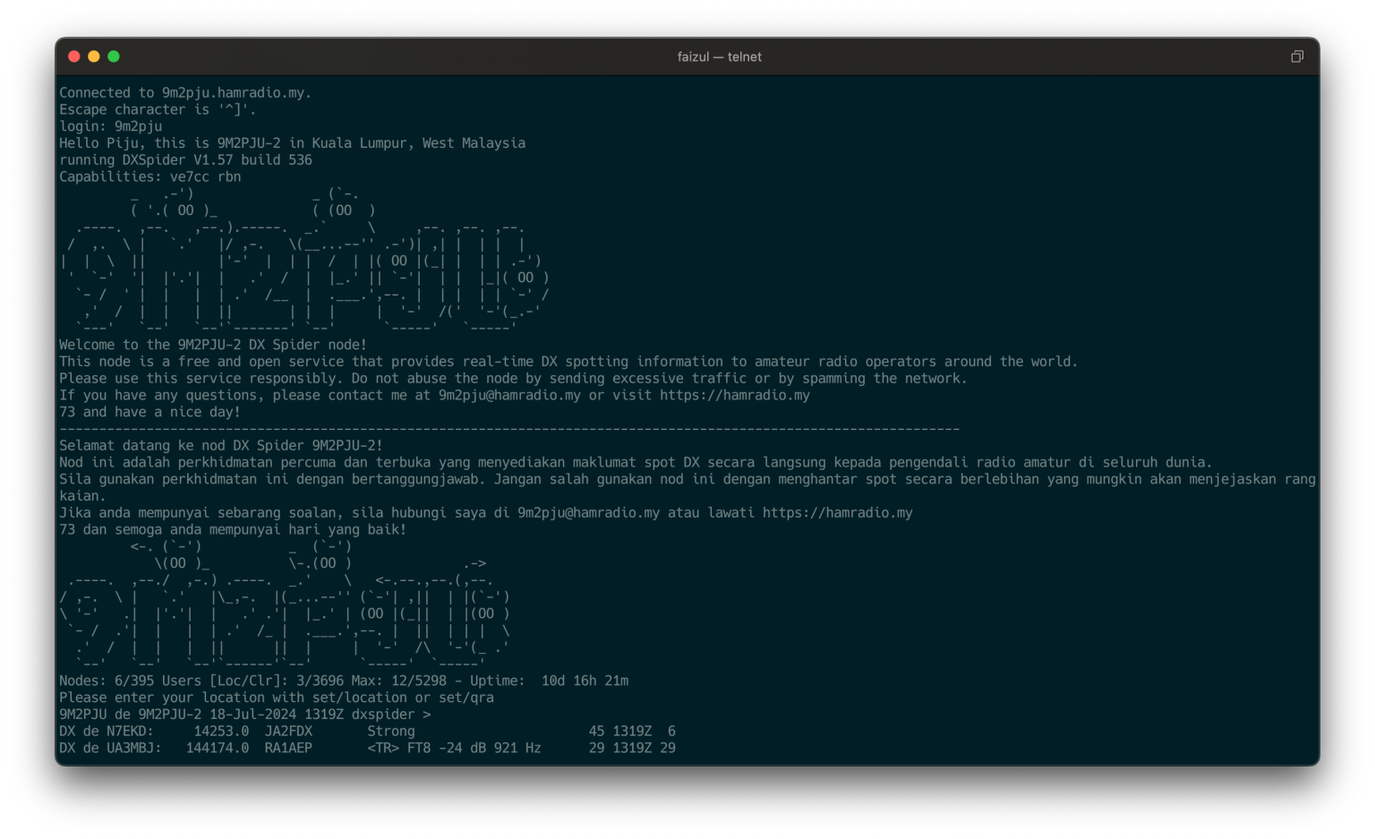 9M2PJU Web DX Cluster Node - Hamradio.my