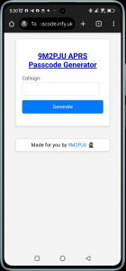 APRS Passcode Generator https://passcode.infy.uk - Hamradio.my