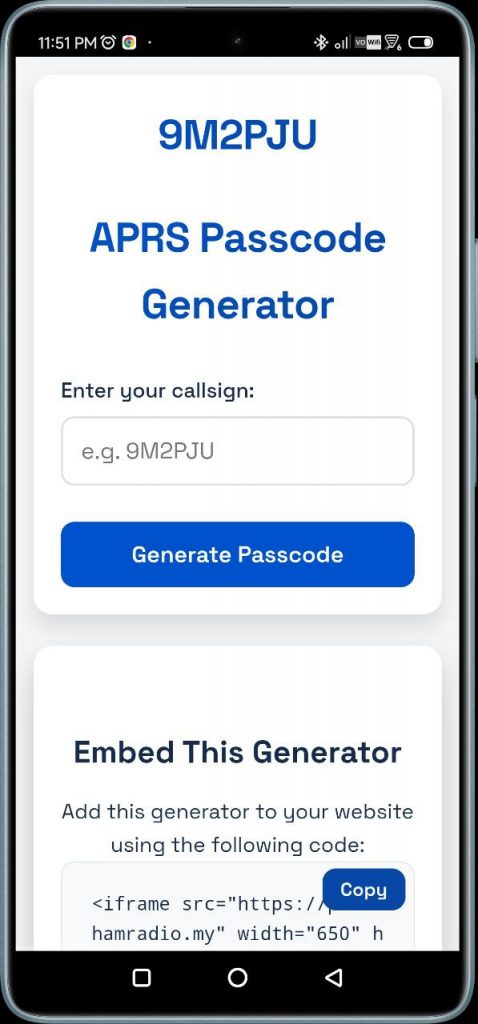 9M2PJU APRS Passcode Generator Android App - Hamradio.my